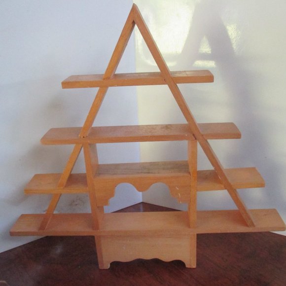Holiday | Vintage Wooden Christmas Tree Shaped Display Shelf For ...